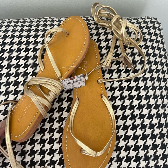 Anthropologie | Shoes | Anthropologie Pilcro Brand Gold Sandal | Poshmark